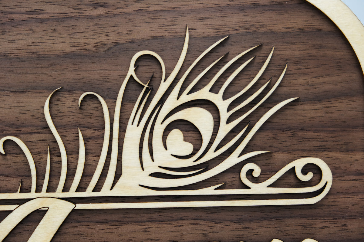 Split Peacock Feather Name Sign – Desi Distractions